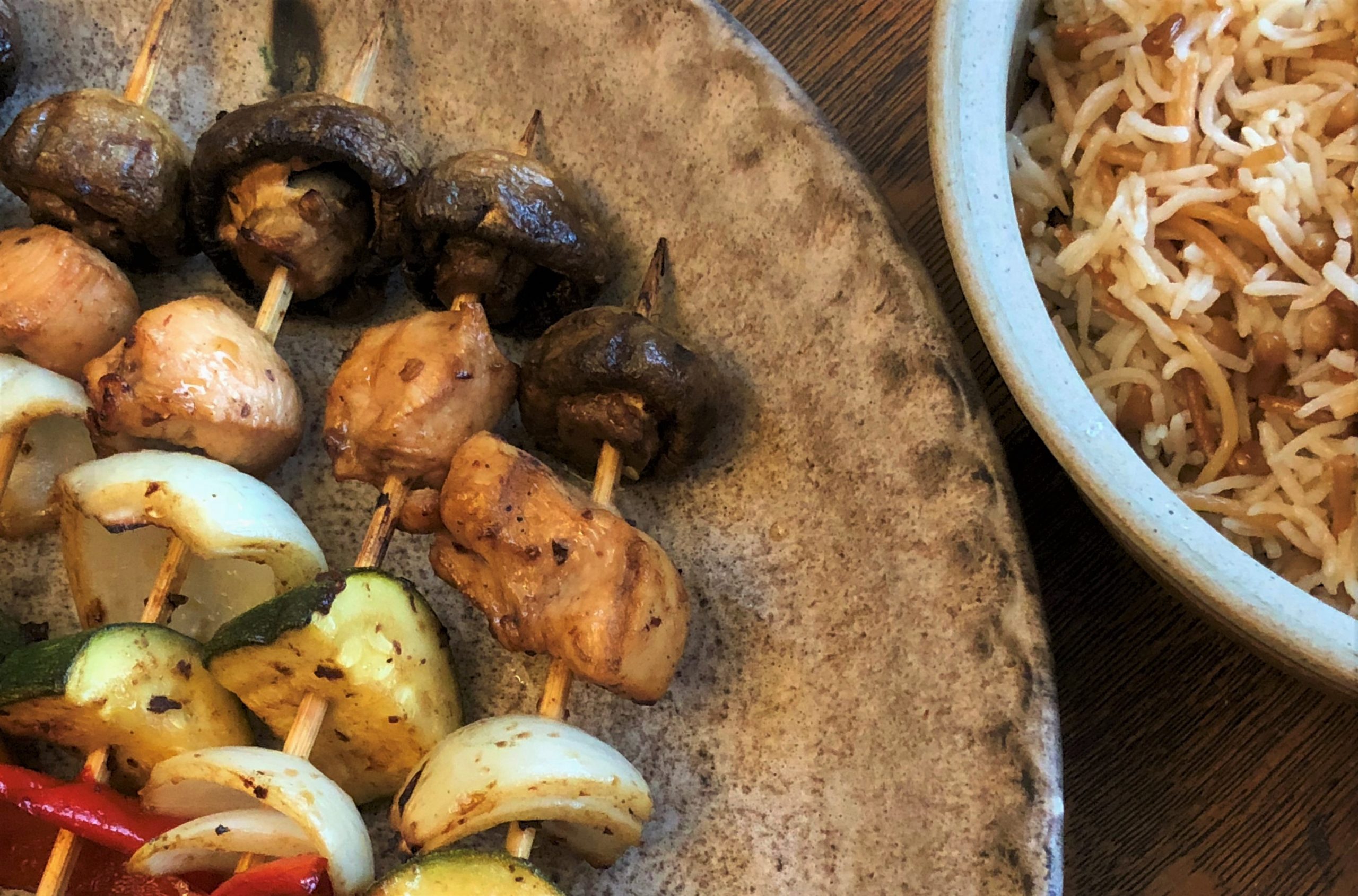 Spicy Chicken Kabobs with Syrian Rice Pilaf | Datil Pepper